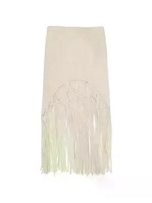 Bimba Y Lola Fringe Trim Skirt - Neutrals