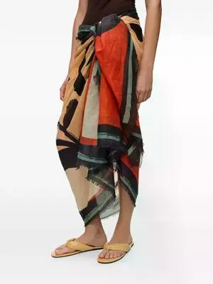 Bimba Y Lola Shell-print Frayed Sarong