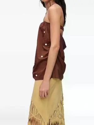 Bimba Y Lola Sequin Embellished Gathered Strapless Top