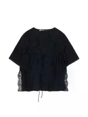 Bimba Y Lola Lace-trimmed V-neck Top - Black