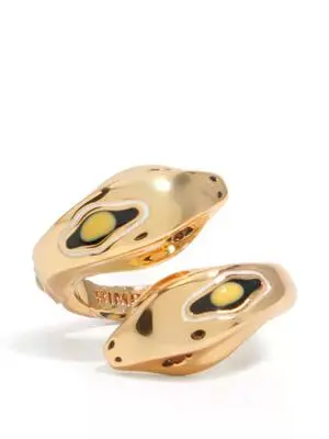 Bimba Y Lola Enamel Detail Snake Head Ring - Gold
