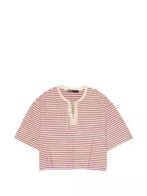 Bimba Y Lola Striped Lace-up T-shirt