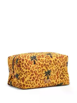 Bimba Y Lola Large Leopard And Palm Print Pouch - Yellow