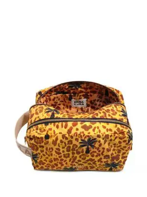 Bimba Y Lola Leopard Print Palm Motif Make-up Bag