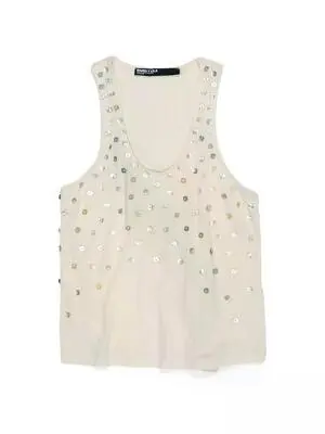 Bimba Y Lola Embellished Scoop Neck Top