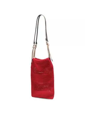 Bimba Y Lola Crochet Open-knit Shoulder Bag With Leather Details