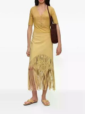 Bimba Y Lola Suede Fringe Skirt