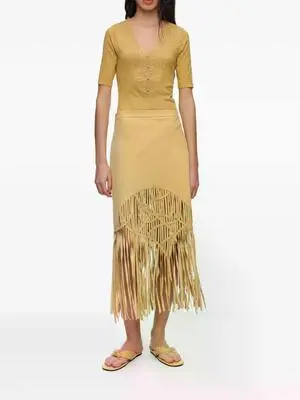 Bimba Y Lola Suede Fringe Skirt
