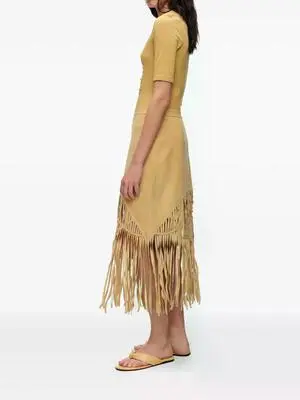 Bimba Y Lola Suede Fringe Skirt