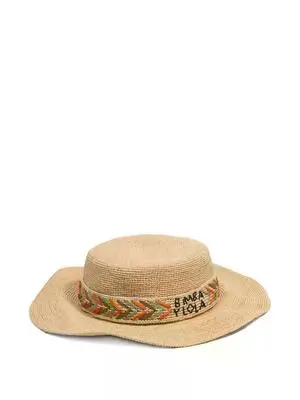 Bimba Y Lola Logo Embroidered Woven Hat - Neutrals