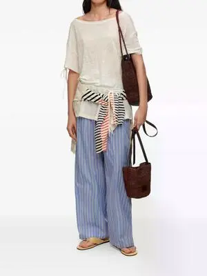 Bimba Y Lola Ivory Linen Drawstring Top
