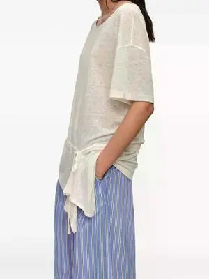 Bimba Y Lola Ivory Linen Drawstring Top
