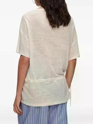 Bimba Y Lola Ivory Linen Drawstring Top