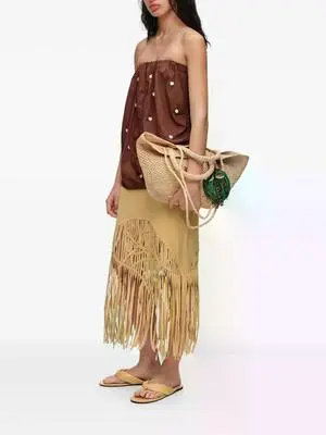 Bimba Y Lola Sequin Embellished Gathered Strapless Top - Brown