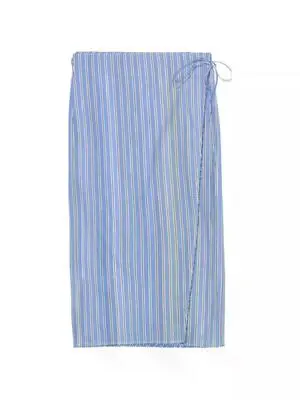 Bimba Y Lola Striped Wrap Midi Skirt - Blue