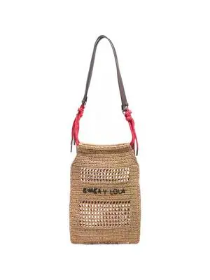 Bimba Y Lola Small Woven Raffia Shoulder Bag - Neutrals