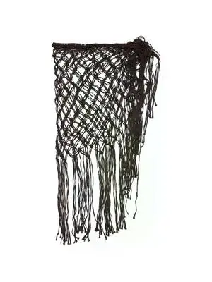 Bimba Y Lola Open-knit Fringed Scarf - Brown