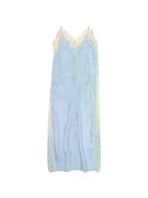 Bimba Y Lola Lace-trim Button-front Midi Dress - Blue