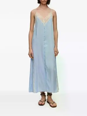 Bimba Y Lola Lace-trim Button-front Midi Dress