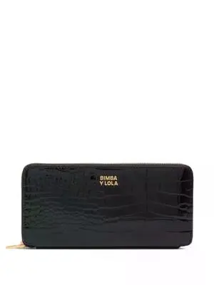 Bimba Y Lola Croc-effect Patent Wallet - Black