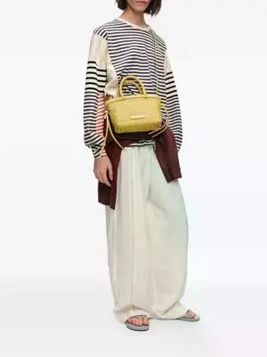 Bimba Y Lola Small Woven Leather Tote Bag - Yellow