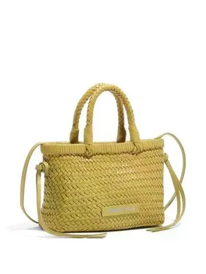 Bimba Y Lola Small Woven Leather Tote Bag - Yellow