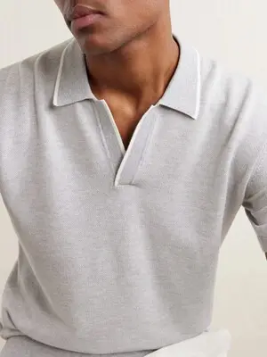 Orlebar Brown Horton Cotton And Wool-blend Polo Shirt - Gray