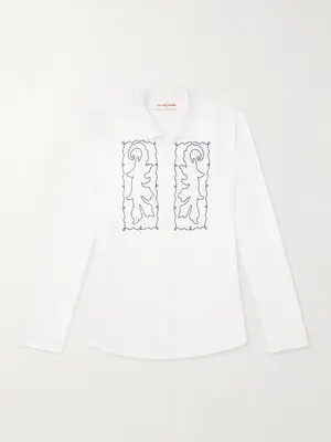 Orlebar Brown Mirabello Embroidered Linen Shirt