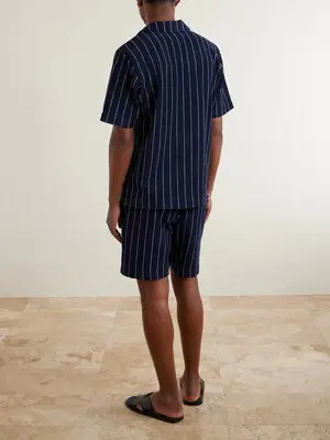 Orlebar Brown Striped Cotton-terry Shorts - Navy