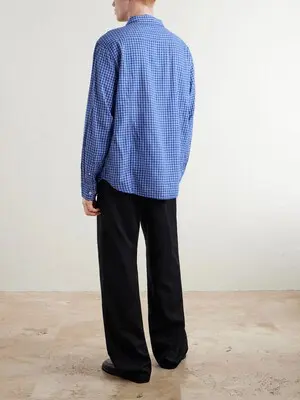 CORRIDOR Bruce Button-down Collar Checked Cotton-blend Poplin Shirt
