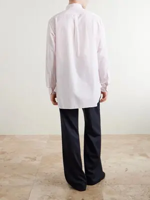 DRAKE'S Button-down Collar Striped Cotton-poplin Shirt