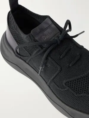 Berluti Shadow Leather-trimmed Stretch-knit Sneakers