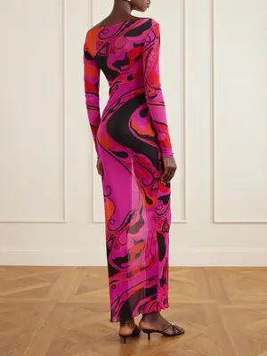 Emilio Pucci Printed Tulle Maxi Dress
