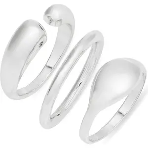 Nordstrom Set Of 3 Organic Teardrop Band Rings - Silver