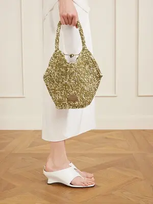 Khaite Lotus Mini Woven Tote - Green