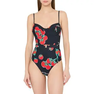MILLY Pomodoro Print One-piece Swimsuit - Black/red