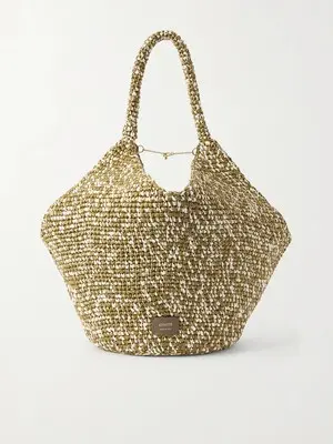 Khaite Lotus Medium Two-tone Woven Tote - Green