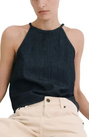 Mango Sleeveless Denim Top - Blue
