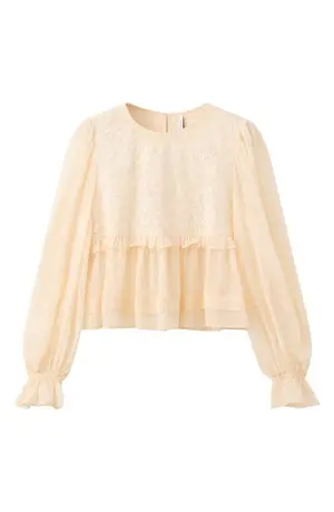 Mango Lace Contrast Ruffle Top