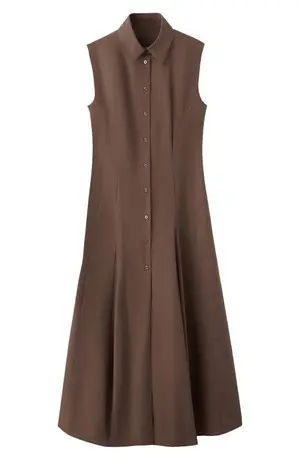 Mango Sleeveless Shirtdress In Cotton And Lyocell Blend