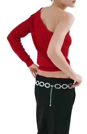 Mango One-shoulder Open Stitch Sweater
