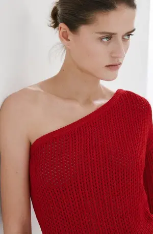 Mango One-shoulder Open Stitch Sweater