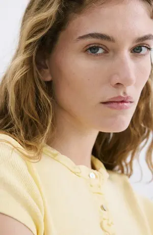 Mango Frill Short Sleeve Cardigan