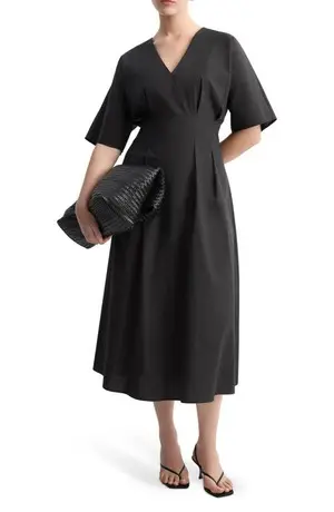 Mango Pleated Flare Midi Dress