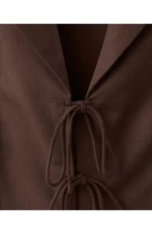 Mango Tie Front Vest With Notched Lapel - Chocolate
