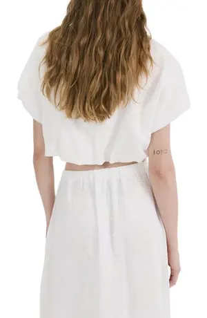 Mango Embroidered Dolman Sleeve Cotton Top