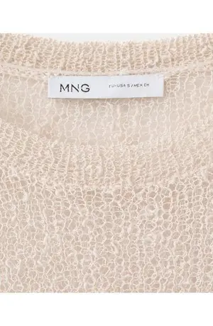 Mango Sheer Open Knit Long Sleeve Sweater