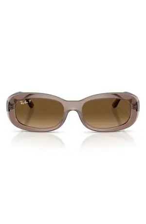 Ray-ban Polarized Oval Sunglasses - Transparent Beige/brown