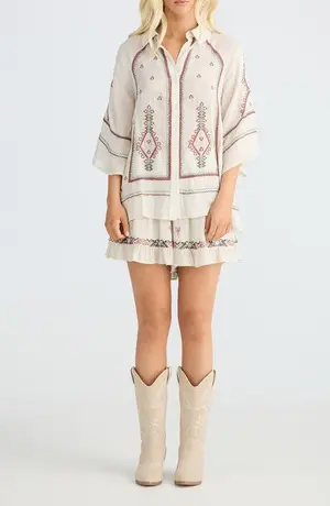 TALISMAN THE LABEL Embroidered Linen Blend Shirt