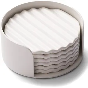 APTO Wave Set Of 6 Coasters - White